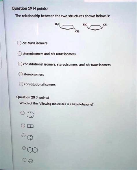 Question 19 4 Points The Relationship Between The Two Structures Shown Below Is Hc Hc Ch3 Ch3