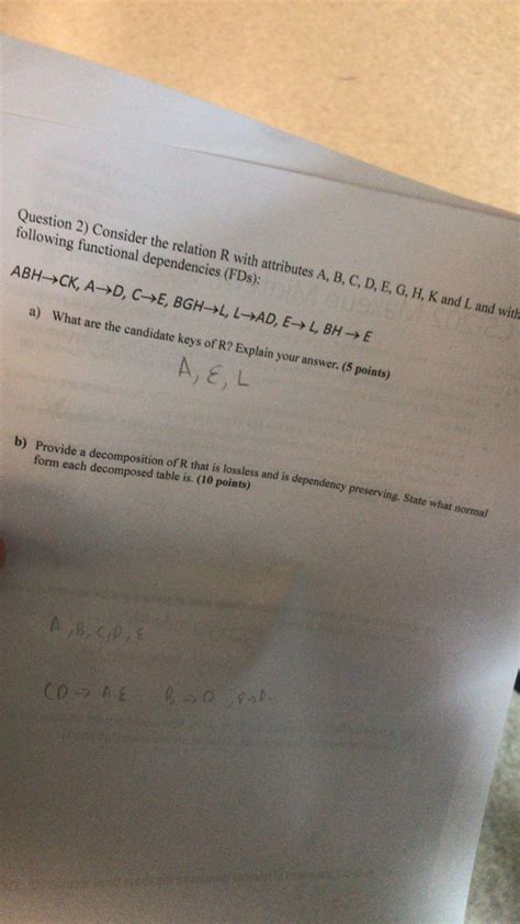 Solved Question Consider The Relation R With Attributes Chegg