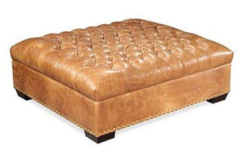 Anderson Large Button Tufted Square Chesterfield Leather Ottoman