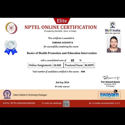 yamuna acharya on linkedin nptel healthpromotion skilldevelopment