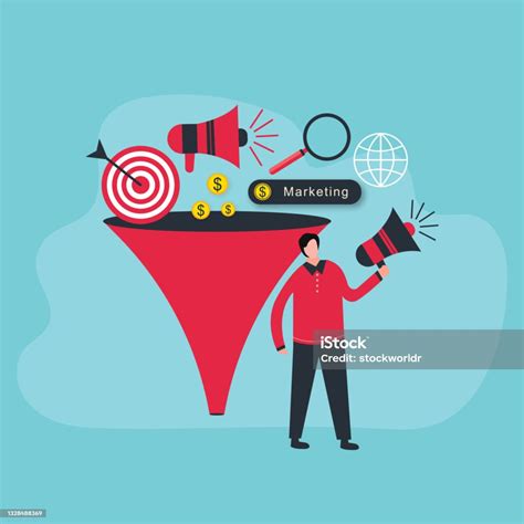 판매 유입경로 및 리드 생성 마케팅 전략 영업 파이프라인 관리 영업 전망 의 표현 리드 생성에 대한 스톡 벡터 아트 및 기타 이미지 리드 생성 마케팅 가공의 인물