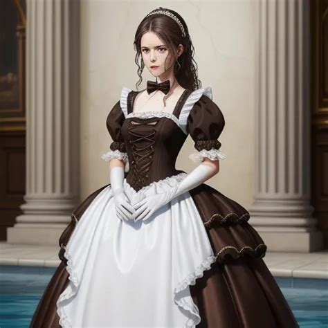 Convert Low Res To High Res Woman Wet Nut Brown Hair Wet Ballgown With