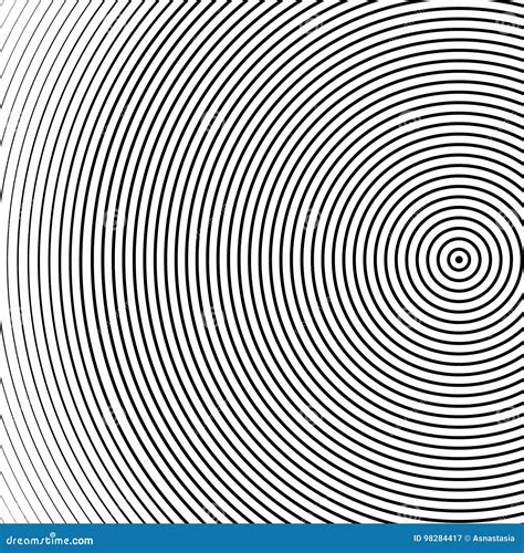 Abstract Concentric Circles Texture In Black And White Colors Background Pattern In Modern