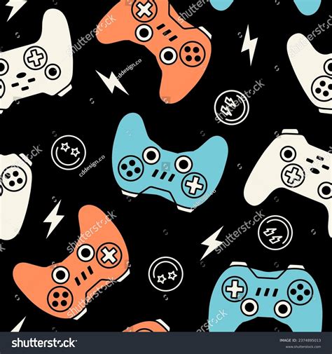 Vector Gamer Seamless Pattern Game Controller Stock Vector Royalty Free 2374895013 Shutterstock