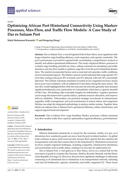 Pdf Optimizing African Port Hinterland Connectivity Using Markov