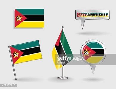 Set Of Mozambique Pin Icon And Map Pointer Flags Vector Stock Vector