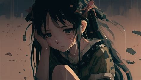 Anime Girl Crying Images About And Black Hair Backgrounds  Free