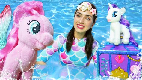 Игрушки для девочек Май Литл Пони хотят в Парк аттракционов Видео про игры Сундук Русалки