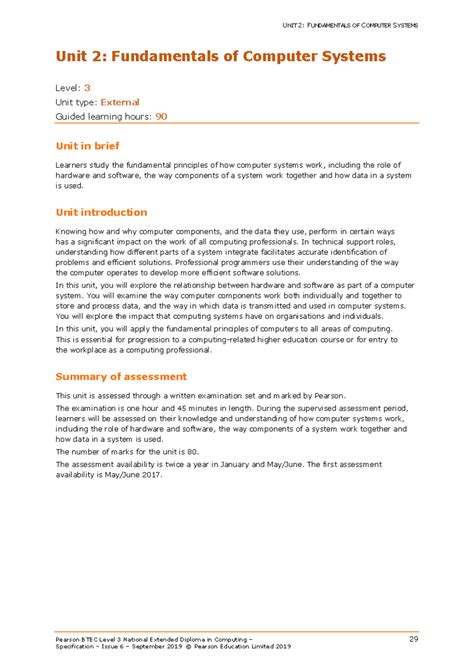 Unit 2 Fundamentals Of Computer Systems Pearson Btec Level 3