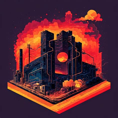 Premium Vector Vector Illustration Power Station Generator Reactor Power Plant Building