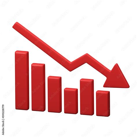A Graph With A Downward Trend Red Arrow Pointing Down On The Chart Downwards Chart Sign A