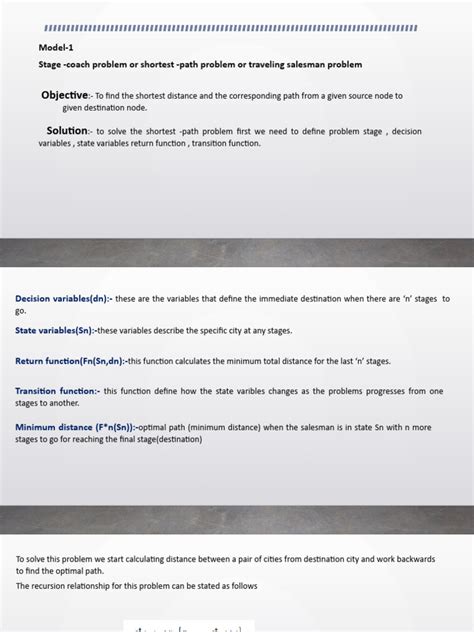 Coach Problem Or Shortest Path Problem Or Traveling Salesman Problem Pdf Function