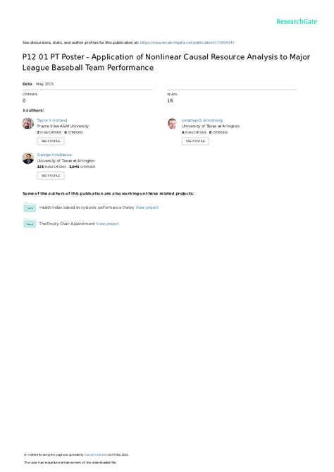 Pdf P12 01 Pt Poster Application Of Nonlinear Causal Resource Analysis To Major League