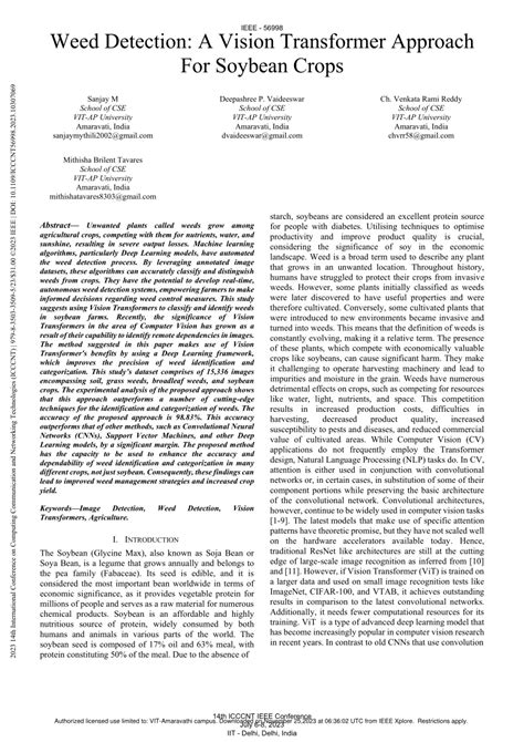 Pdf Weed Detection A Vision Transformer Approach For Soybean Crops