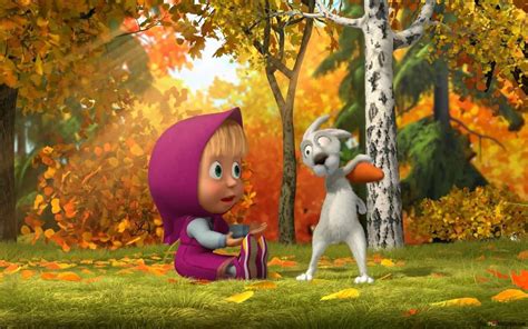 Masha And The Bear Cartoon Masha And The Bunny Hd Wallpaper Download