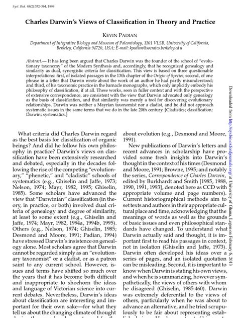 Pdf Darwin Evolutionary View Of Classification Dokumen Tips