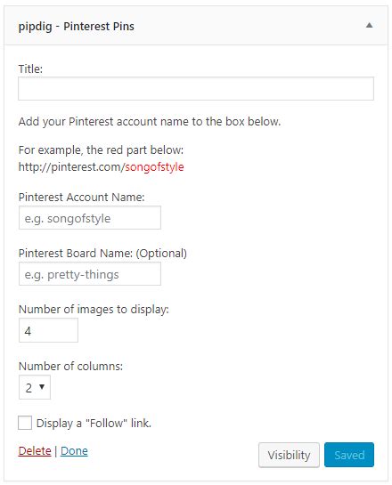 Wordpress Pinterest Widget Pipdig Support