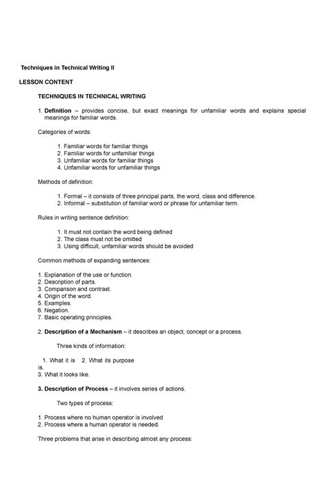 Techniques In Technical Writing Provides Concise But Exact