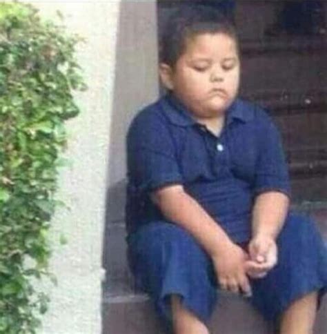 Sad Chubby Boy On Steps Blank Template Imgflip