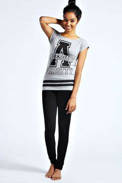Roxy Awesome Varsity Top And Leggings High Waisted Black Leggings Women Nightwear Wet Look