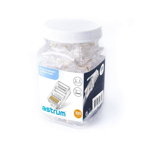 Rj45 Cat5 Astrum Nt100 Ethernet Crimp Connectors 100 Pack Hugepc Computer Distributors