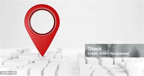 흰색 배경에 도시 환경의 빨간색 위치 핀 아이콘 3d 그림 개념에 대한 스톡 사진 및 기타 이미지 개념 거리 건설 현장 Istock