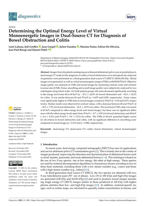 Pdf Determining The Optimal Energy Level Of Virtual Monoenergetic