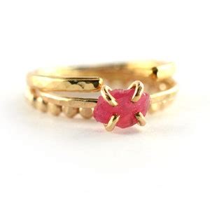 Raw Pink Ruby Stacking Ring Set Of Gold Stackable Rings July Birthstone Ring Size OOKR