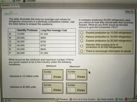 Solved Print Calculator Question 10 Of 15 Map The Table Chegg Com
