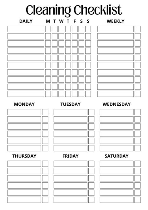 Blank Cleaning Checklist Artofit
