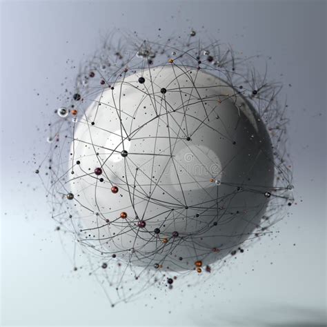 Interconnected Molecular Structure With A Luminous White Sphere Stock Illustration