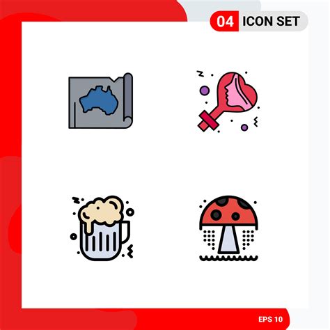 Pictogram Set Of Simple Filledline Flat Colors Of Australia Celebrate Location Gender Fast