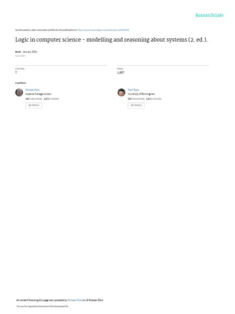 Logic In Computer Science Pdf Boolean Algebra Teaching Mathematics