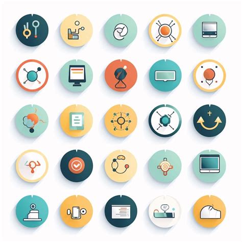 Set Of Flat Icons For Web And Mobile Applications Vector Illustration Premium Ai Generated Image