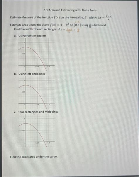 Solved Area And Estimating With Finite Sums Estimate The Chegg