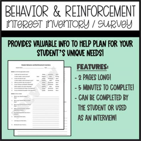 Behavior And Reinforcement Interest Inventory Survey Bundle Tpt