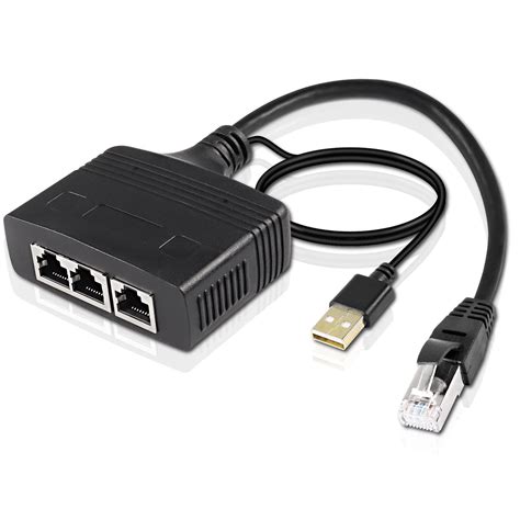 Xmsjsiy Ethernet Splitter 1 To 3 Internet Ethernet Switch Rj45 Male To 3 Female Network Divider