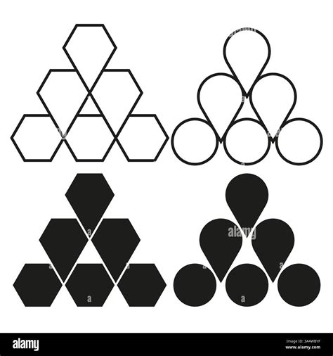 Hexagon Triangle Shapes Black Geometric Icons Abstract Structure Symbol Minimalist Connection