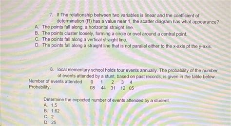 Solved 7 If The Relationship Between Two Variables Is Chegg Com