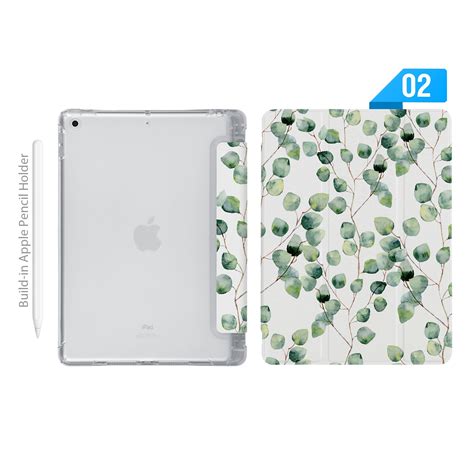 Ipad See Through Smart Case Leather Stand Cover With Pencil Holder For