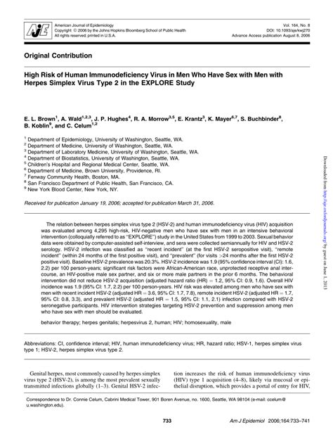 Pdf High Risk Of Human Immunodeficiency Virus In Men Who Have Sex