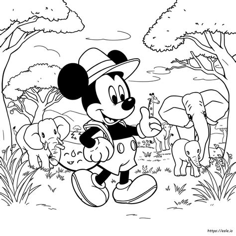Mickey Mouse Safari Coloring Pages