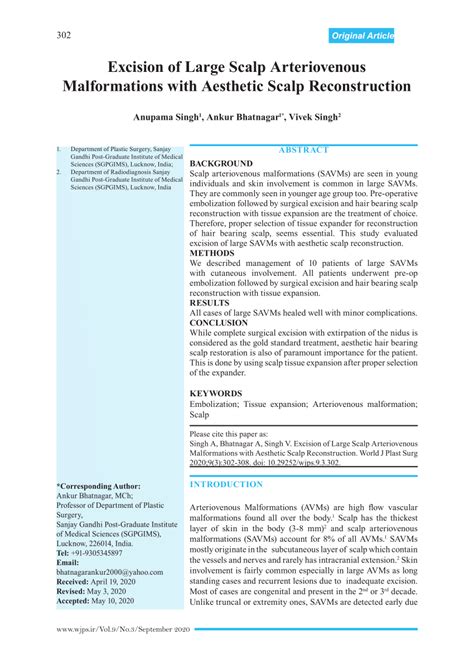 Pdf Excision Of Large Scalp Arteriovenous Malformations With Aesthetic Scalp Reconstruction