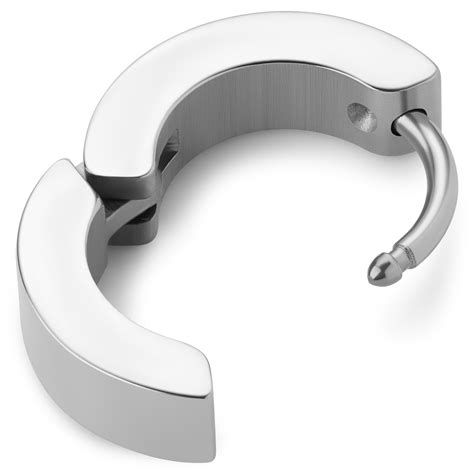 Huggie 8 Mm Surgical Stainless Steel Flat Hoop Earring In Stock