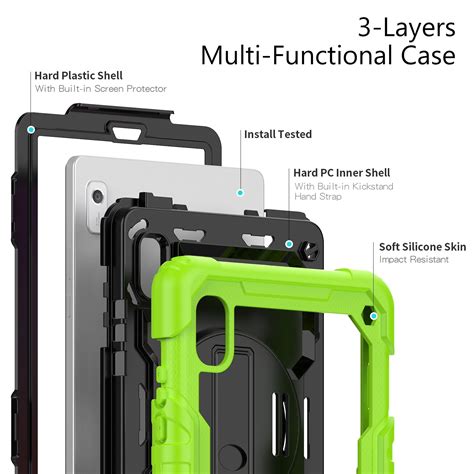 For Lenovo Tab M Silicone Hybrid PC Tablet Case With Shoulder Strap Yellow Green Alexnld Com