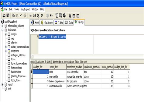 gloriosa sistemas de floricultura linguagem sql
