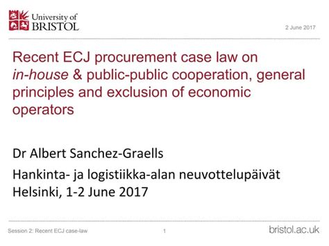 Recent Ecj Public Procurement Case Law On Selected Topics Ppt