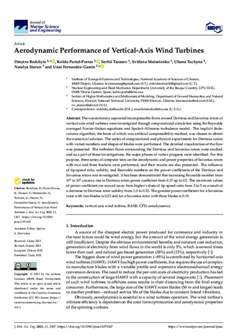 Pdf Aerodynamic Performance Of Vertical Axis Wind Turbines