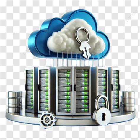 A Cloud Computing Server With Key And Lock Symbol Representing Secure