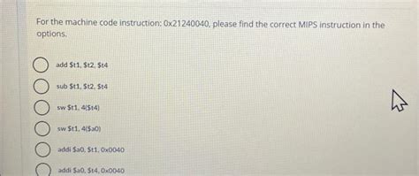 Solved For The Machine Code Instruction 0x21240040 Please
